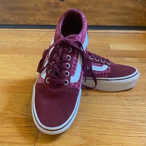 Vans | Shoes | Vans Ward Platform Skate Shoes Red Plaid Low Top ...